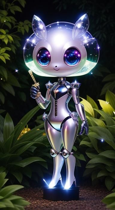 Chibi cute and adorable alien creature with big sp... - AI Art