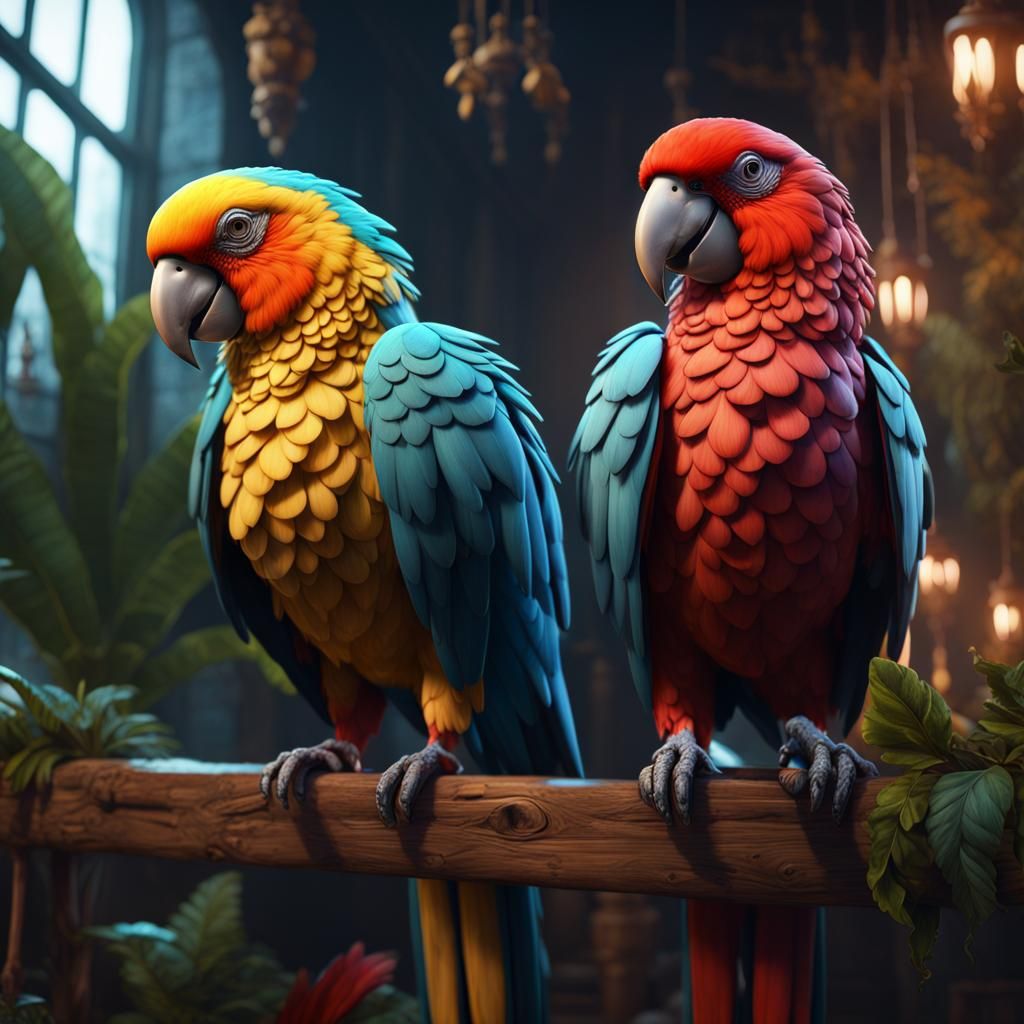 Talking parrots 🦜 - AI Generated Artwork - NightCafe Creator