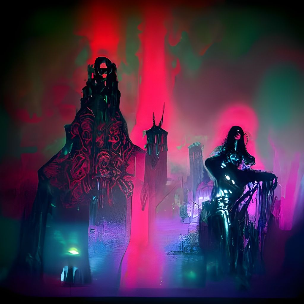 Black Metal synthwave neon retro horror Gustave Doré Greg Rutkowski ...