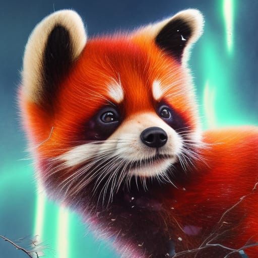 cute baby pandafox with aurora - AI Generated Artwork - NightCafe Creator