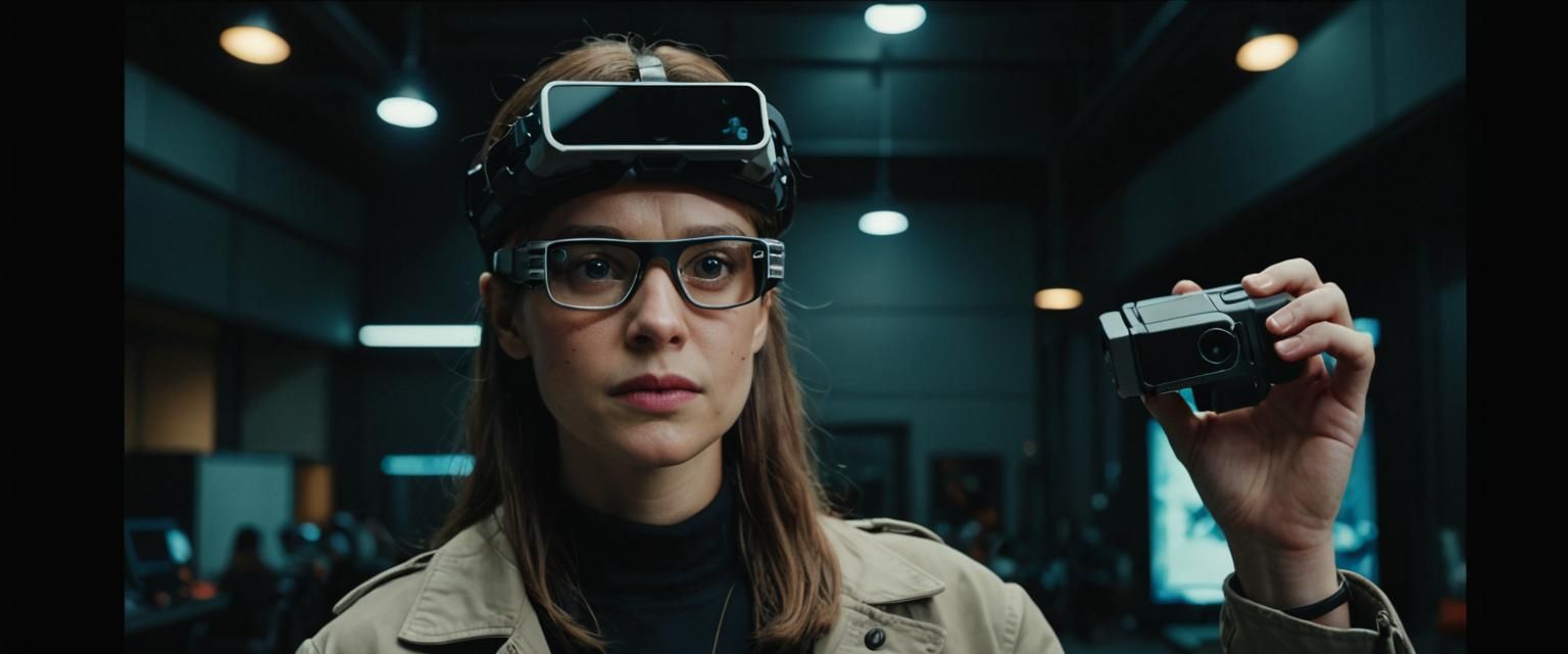 Create an image showcasing the features of a smart glasses device ...