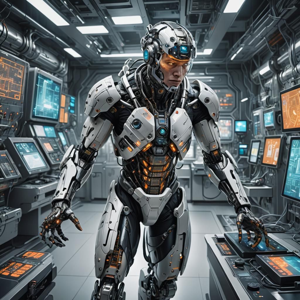 a cyborg in the lab - AI Generated Artwork - NightCafe Creator