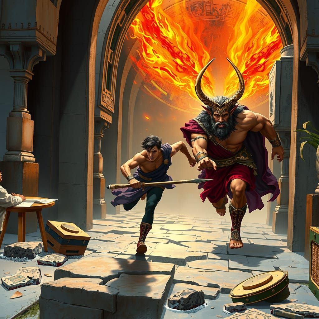 Heroic Escape from the Underworld in Ancient Greec... - AI Art