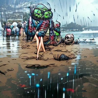 👋 zombie it's raining today why are you on the beach - AI Generated ...