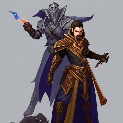 Wizard Warlock with Armored Homunculus and Dire Skunk - AI Generated ...