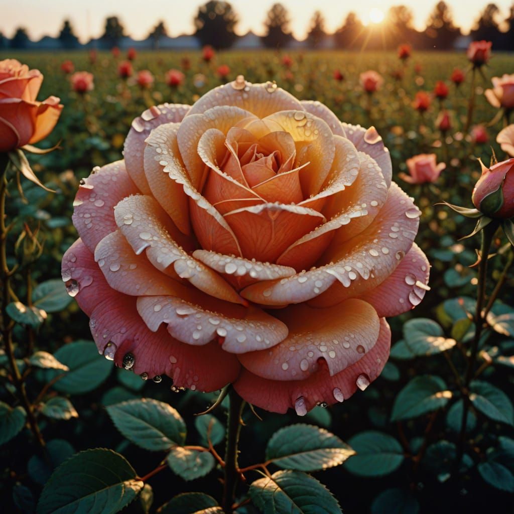 Vibrant Rose in Warm Sunset Light, DSLR-Inspired M... - AI Art