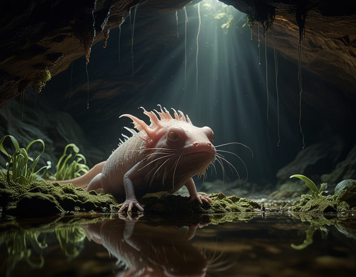 An axolotl - Axolotl in a Mystical Cave