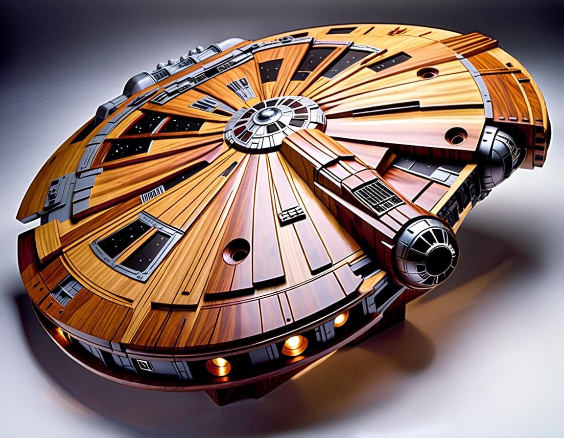 The Millennium Falcon Style Ship Made of Fine Hardwoods. - AI Generated ...