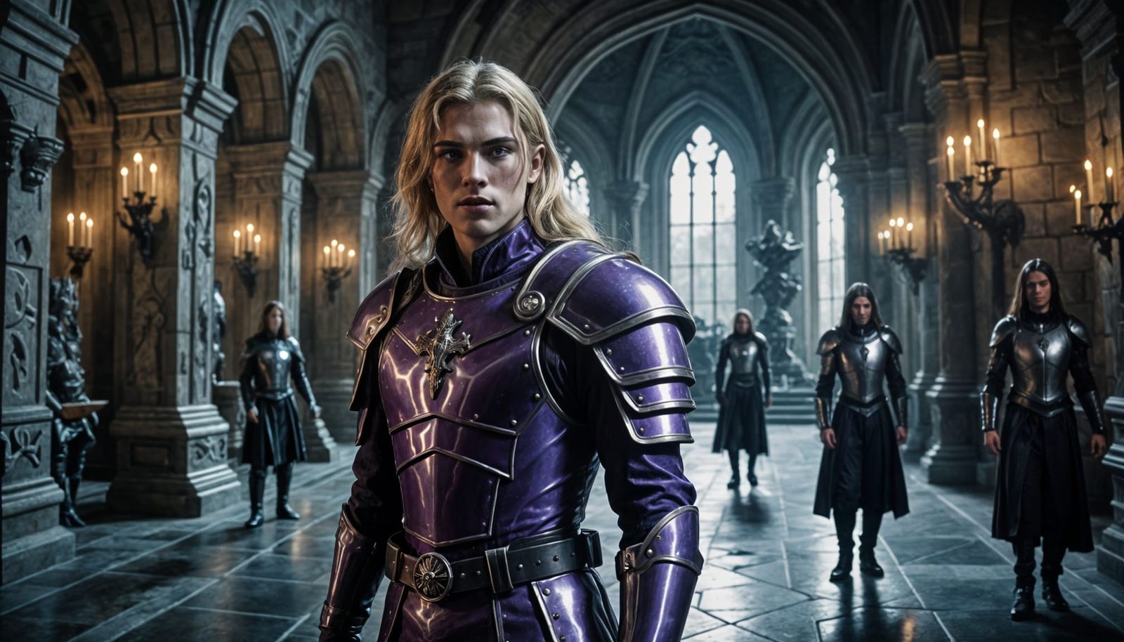 Ethereal Vampire Prince in Futuristic Castle - AI Art