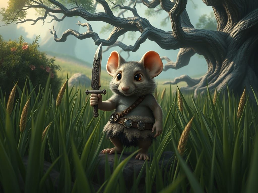 Barbarian mouse in tall grass - Fierce Barbarian Mouse in a ...