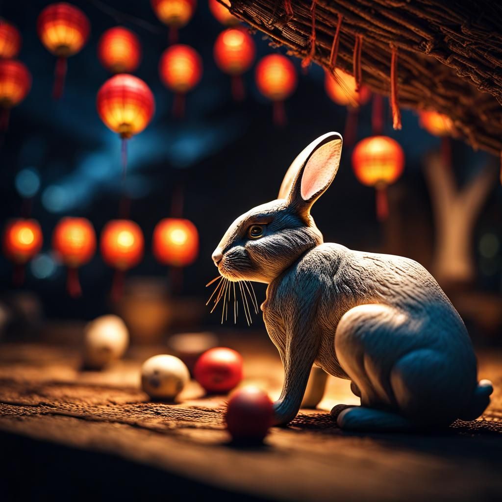Mid-autumn festival rabbit playing - AI Generated Artwork - NightCafe ...