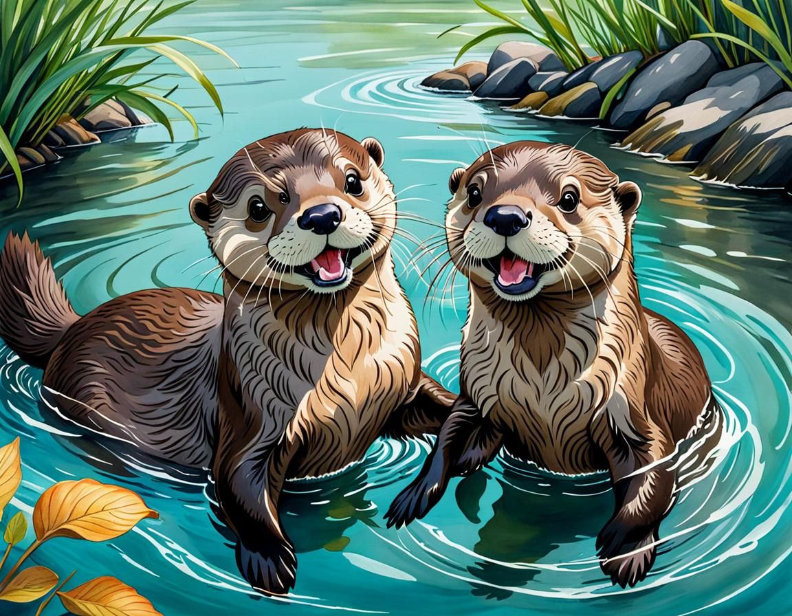 Otters - AI Generated Artwork - NightCafe Creator