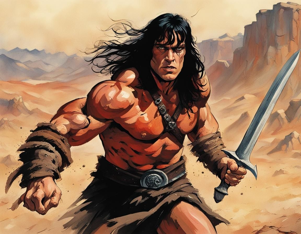 Conan the Barbarian in a Fight - AI Generated Artwork - NightCafe Creator
