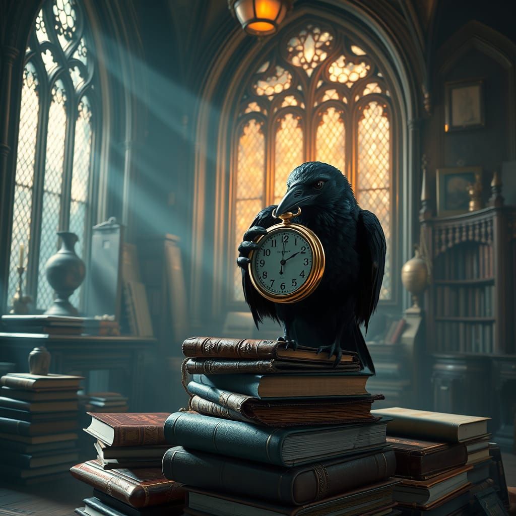 My pocket watch! - Gothic Raven Pocket Watch Concept Art