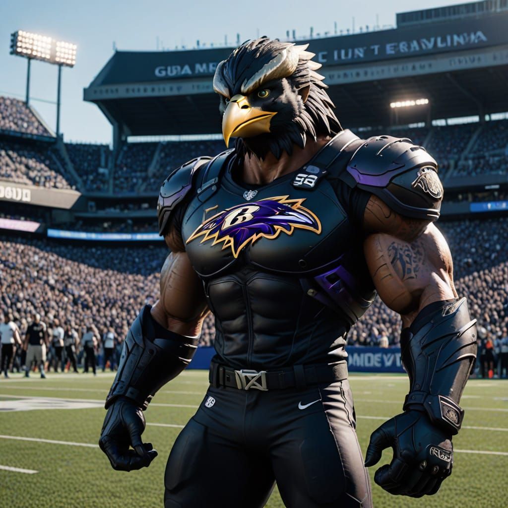Intimidating Ravens Mascot Dominates the Football ... - AI Art