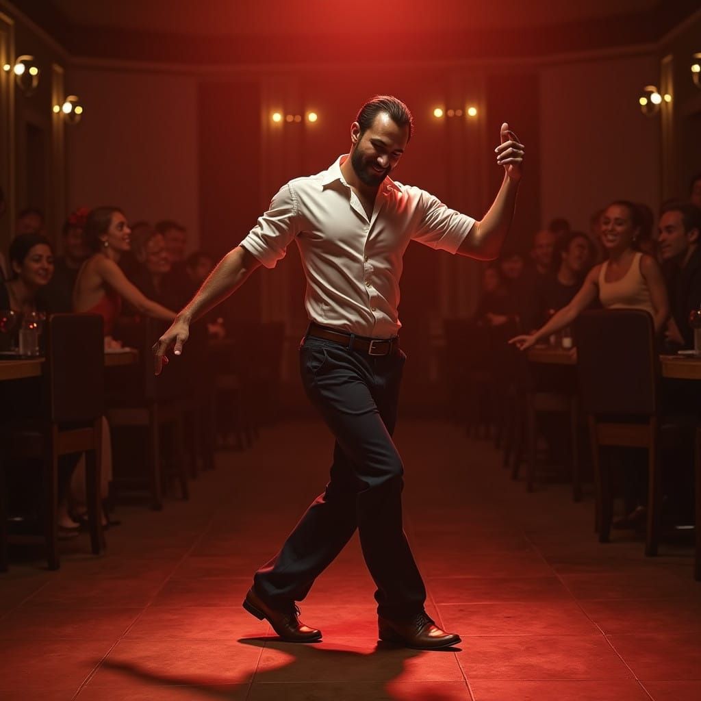 Hyperrealistic Muscle Man Dancing Salsa in a Dark ... - AI Art