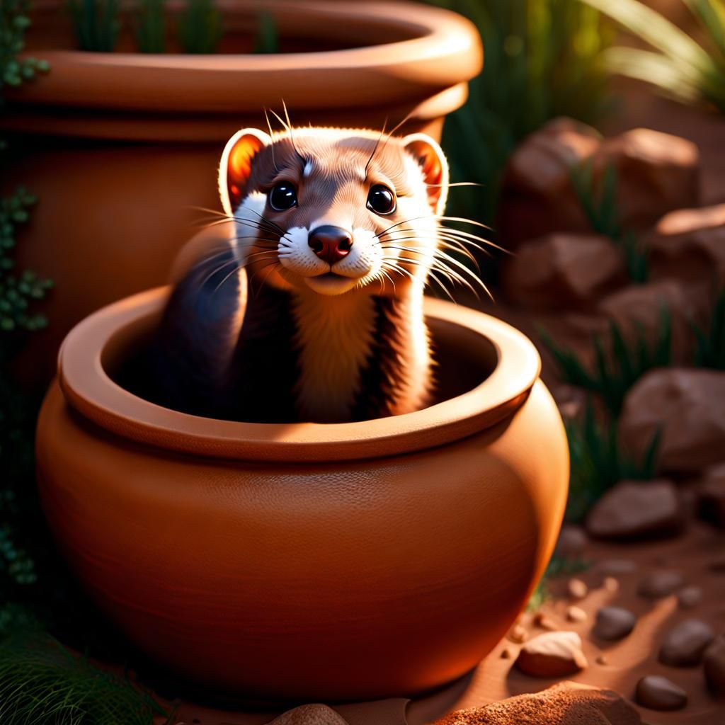 Weasel in a Pot - AI Generated Artwork - NightCafe Creator