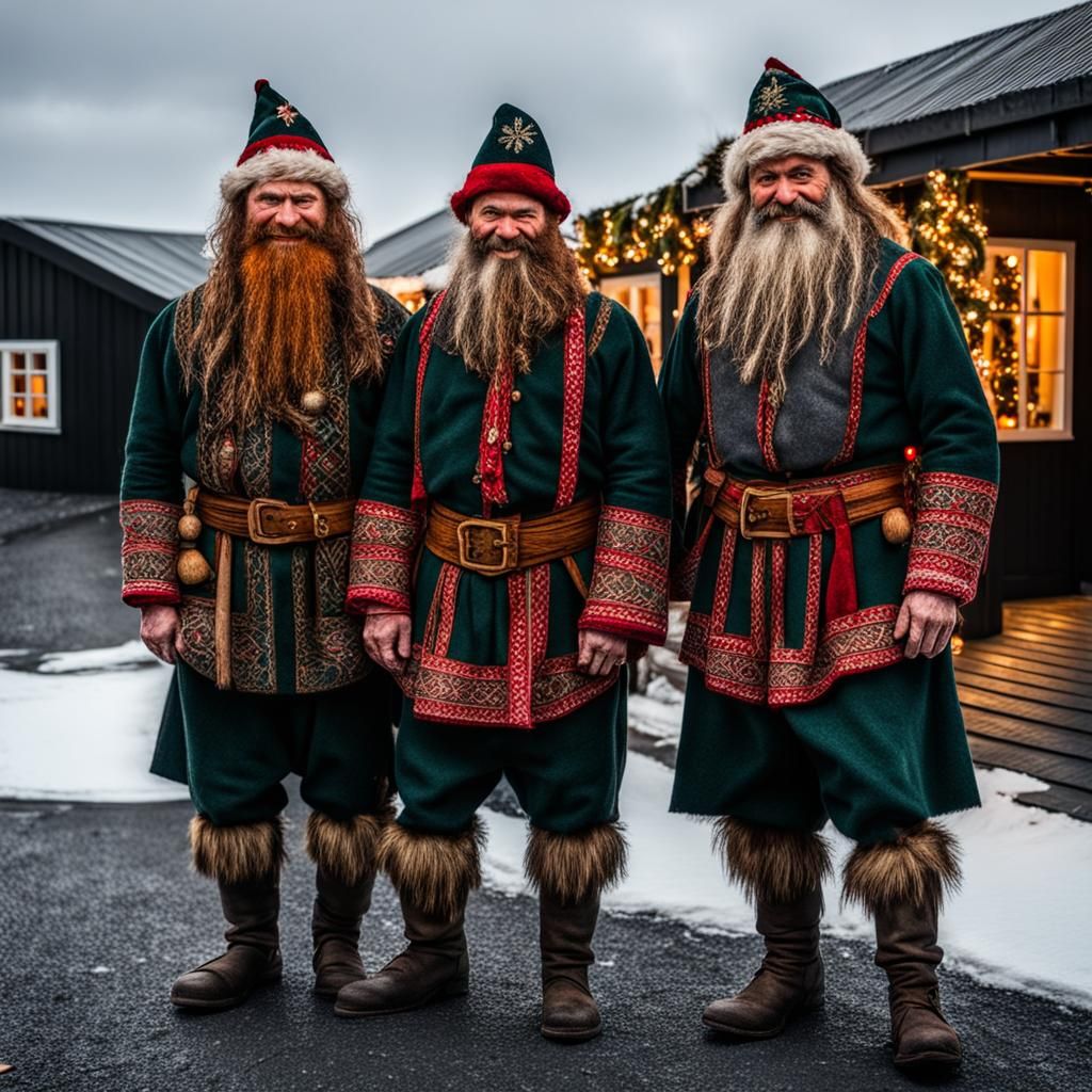 Traditional Icelandic Yule lads dressed in traditional Icelandic ...