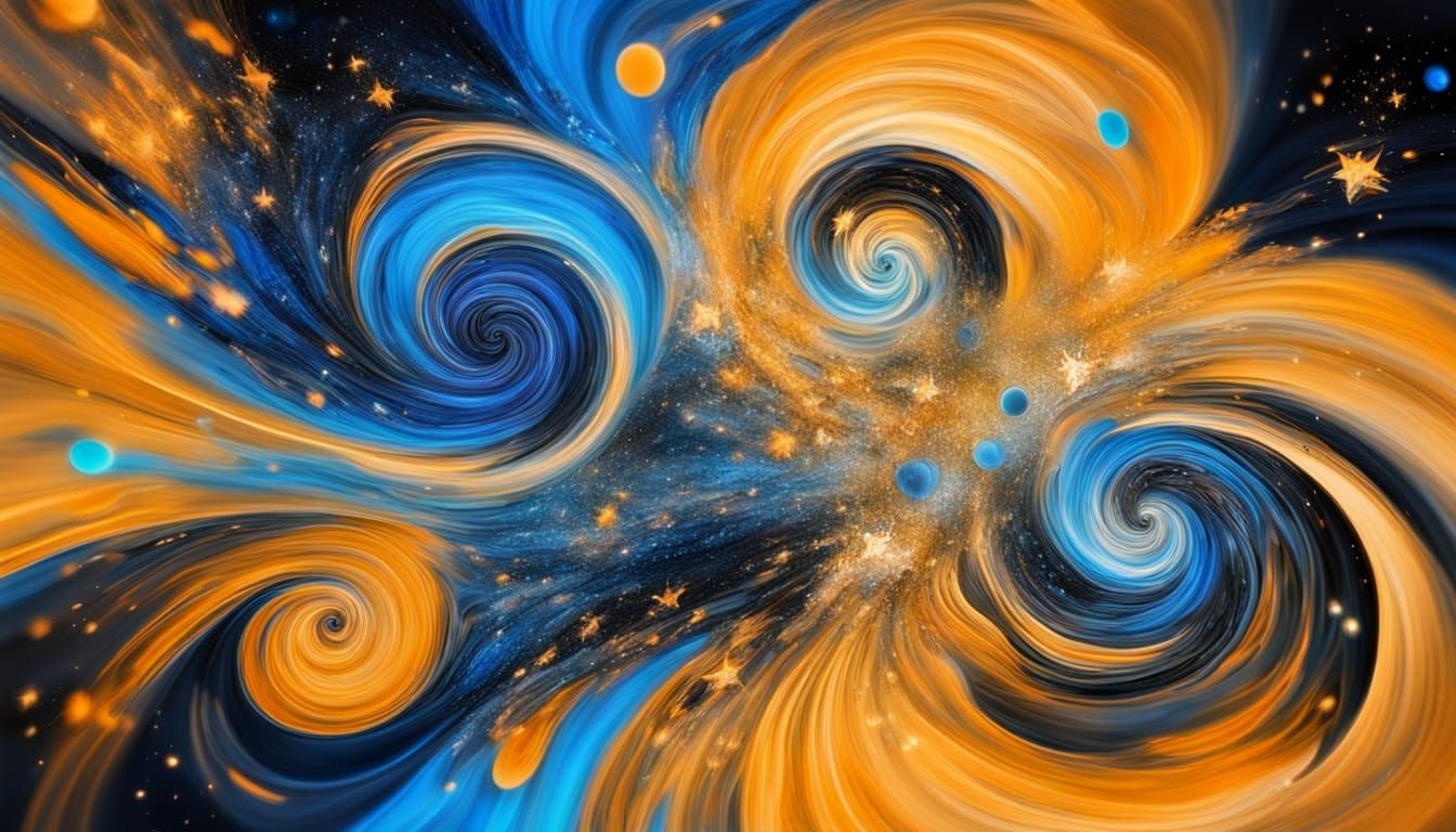 Cosmic Vortex in Vibrant Blue and Silver - AI Art