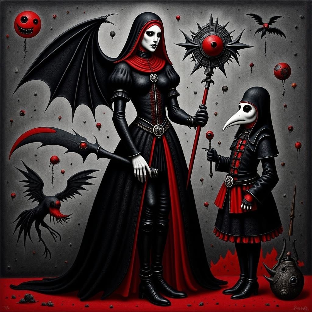 Cyborg Devil in Dark Fantasy Landscape - AI Art