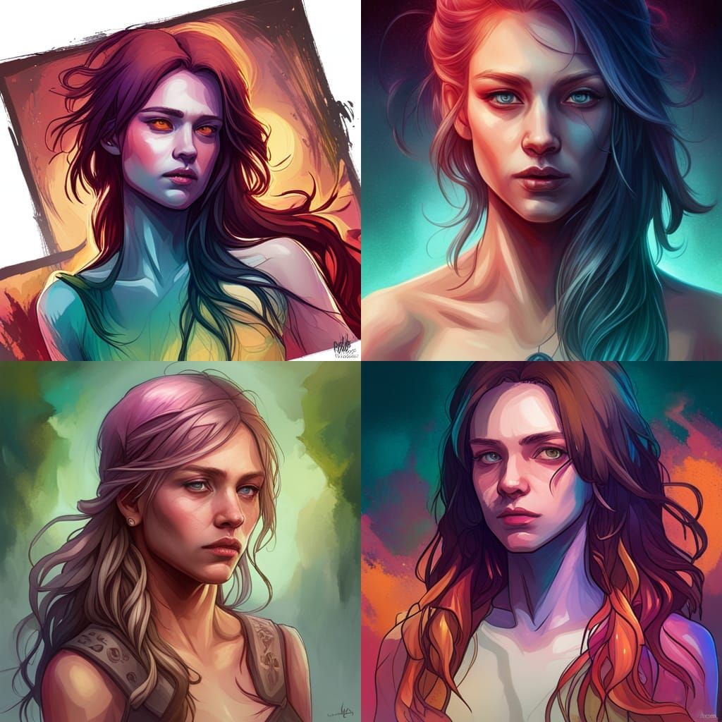 Sad colorful girl lost in the world - AI Generated Artwork - NightCafe ...