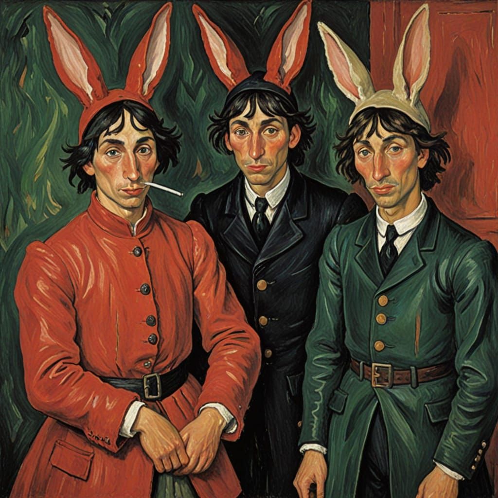 A Mischief-Making Rabbit in a Fanciful Artistic St... - AI Art