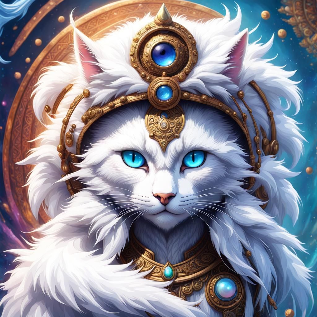 warrior cat - Surreal Cat Goddess Radiates Enlightenment