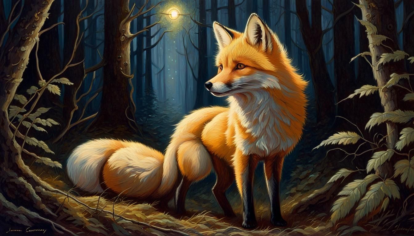 This little cute fluffy golden fox , Filled with a sense of exploration ...