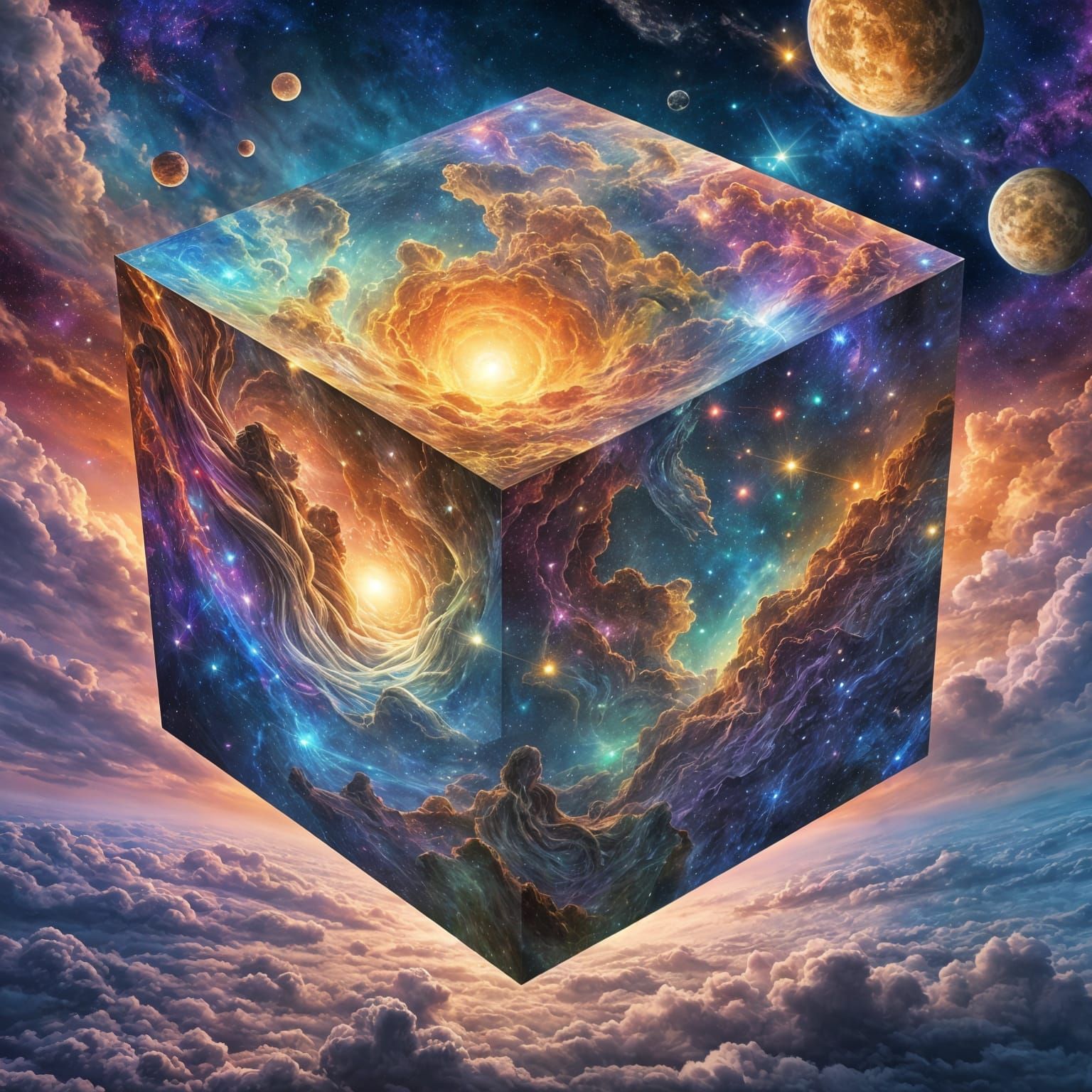 A cube filled with daylight floats in the night sky- Daily challenge ...