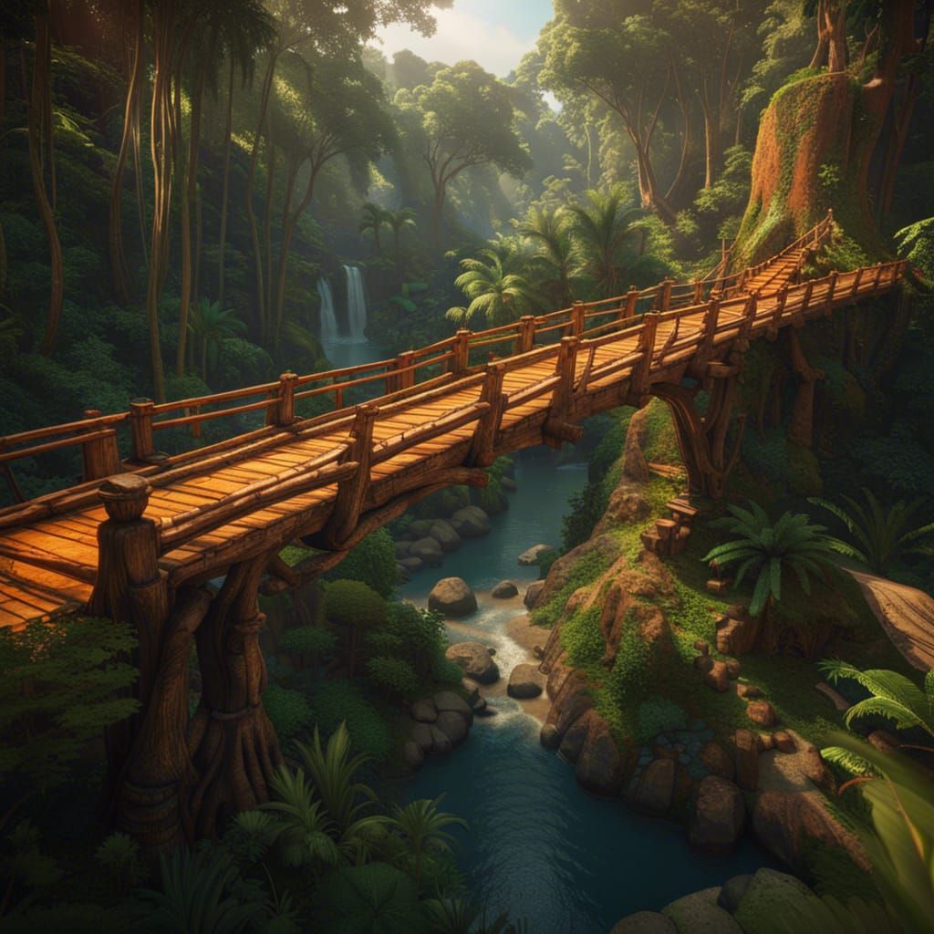 Jungle bridge - AI Generated Artwork - NightCafe Creator