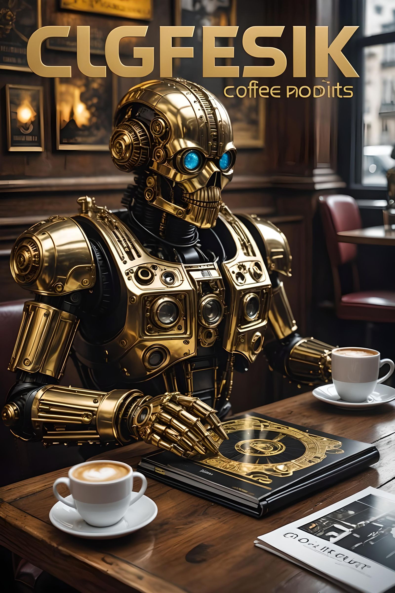 a glossy steampunk magazine cover with the title of the magazine ...