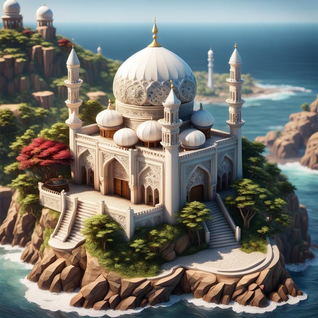 Serene mosque on a hill - AI Generated Artwork - NightCafe Creator