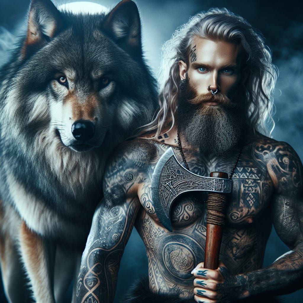 Einar - Viking warrior and his wolf companion Geir