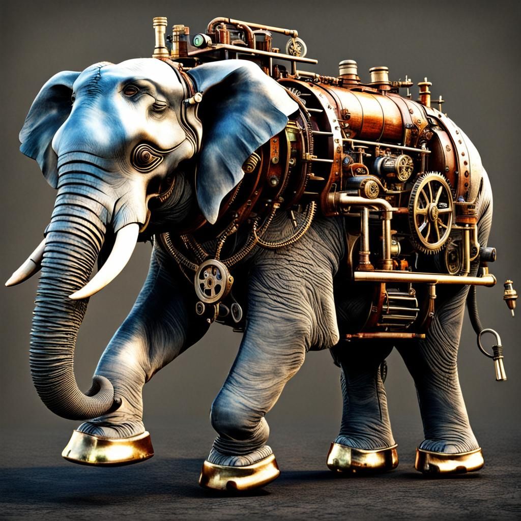 Steampunk elephant - AI Generated Artwork - NightCafe Creator