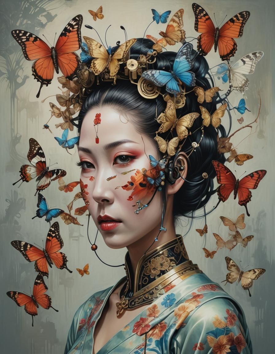 belle au papillons - AI Generated Artwork - NightCafe Creator