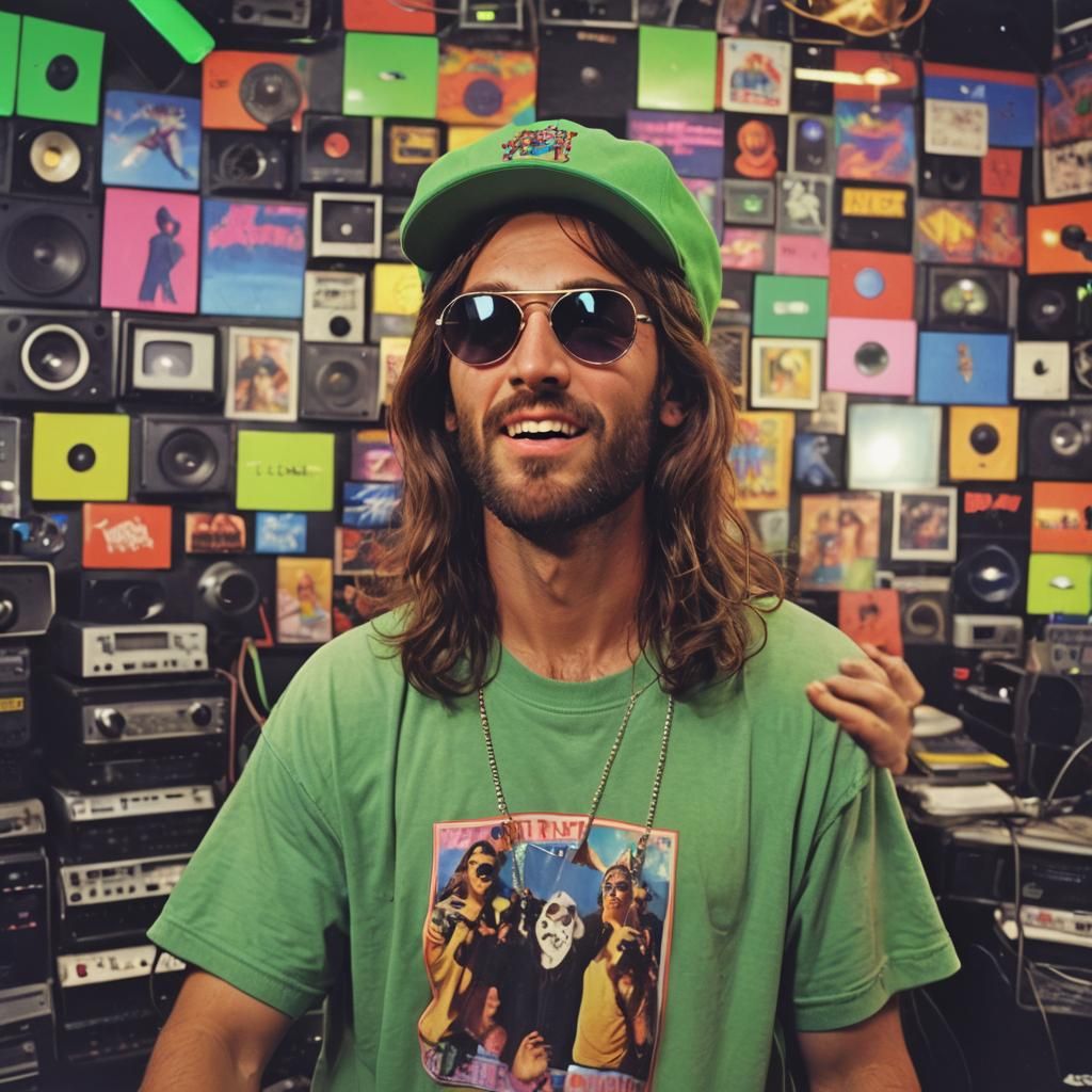 Jesus Hosts a 90s Radio Show with Grunge Flair - AI Art