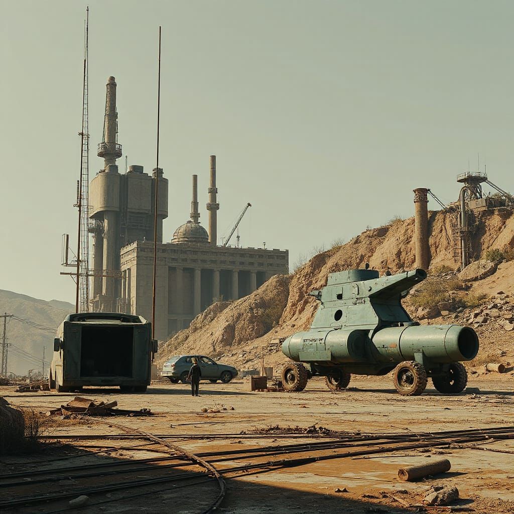 Dystopian Colony in Industrial Cyberpunk Style - AI Art