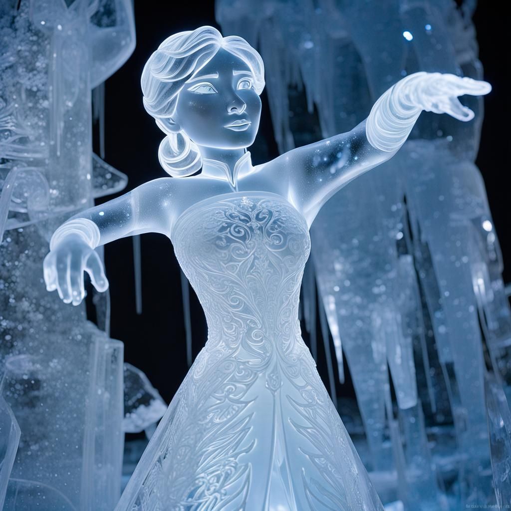 Elsa ice sculpture - AI Generated Artwork - NightCafe Creator
