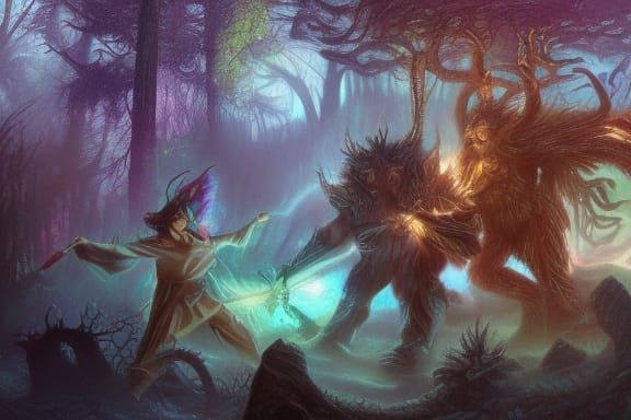 Elf vs Trolls - AI Generated Artwork - NightCafe Creator