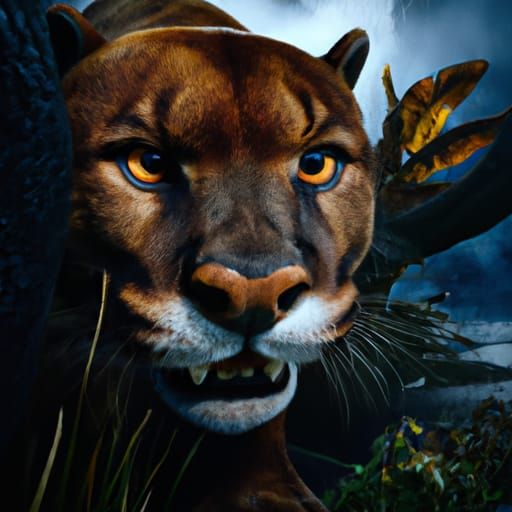 Puma attack, movie inspired, dramatic colors, real life settings ...