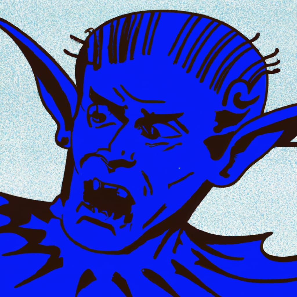 a blue abomination in a 1960s comic book