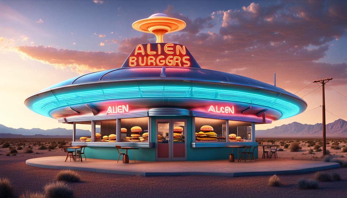 Roadside attraction: Alien Burgers - AI Generated Artwork - NightCafe ...