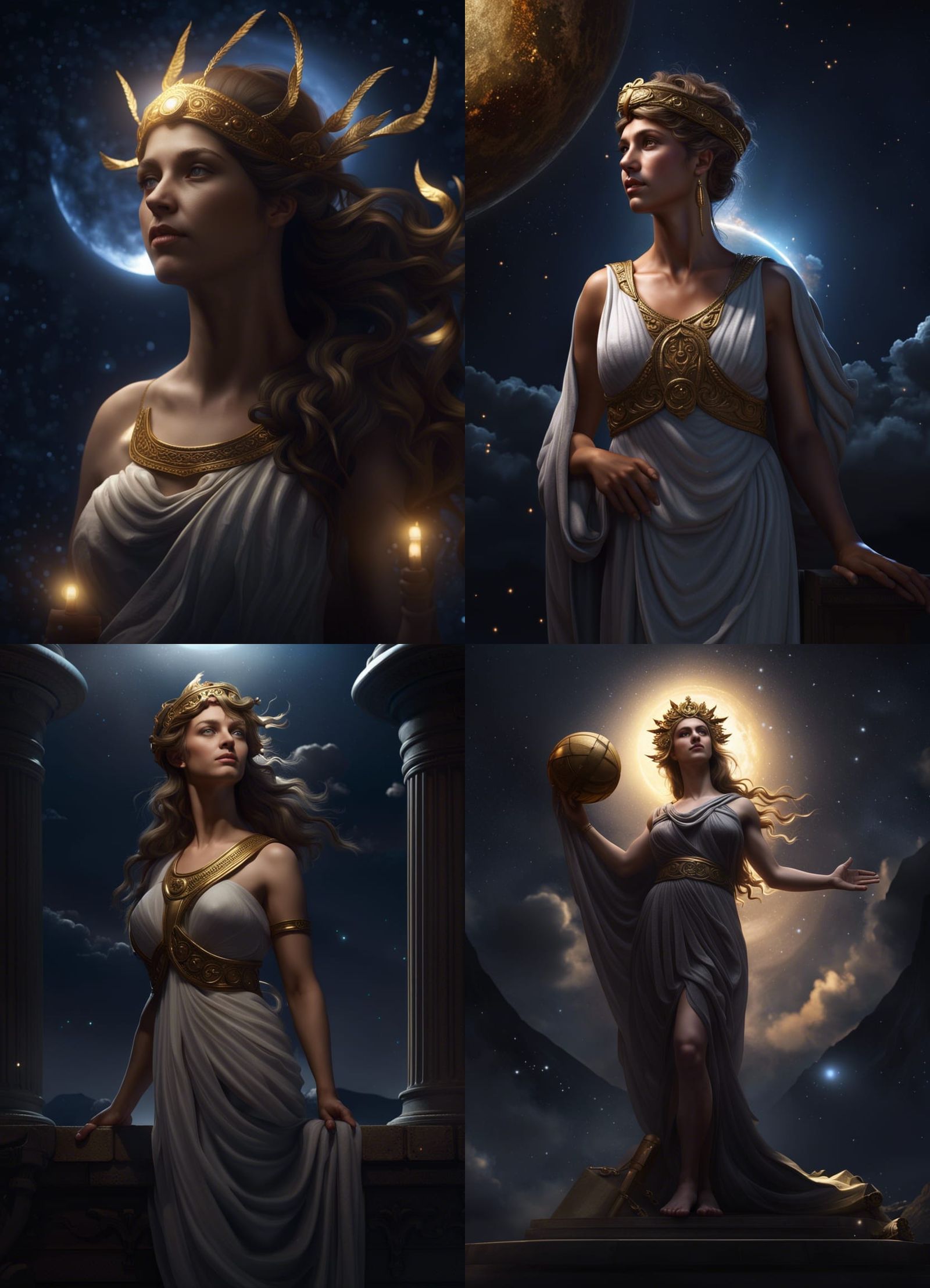 Eris Greek goddess , Photorealistic, Dark celestial Background, Oil ...