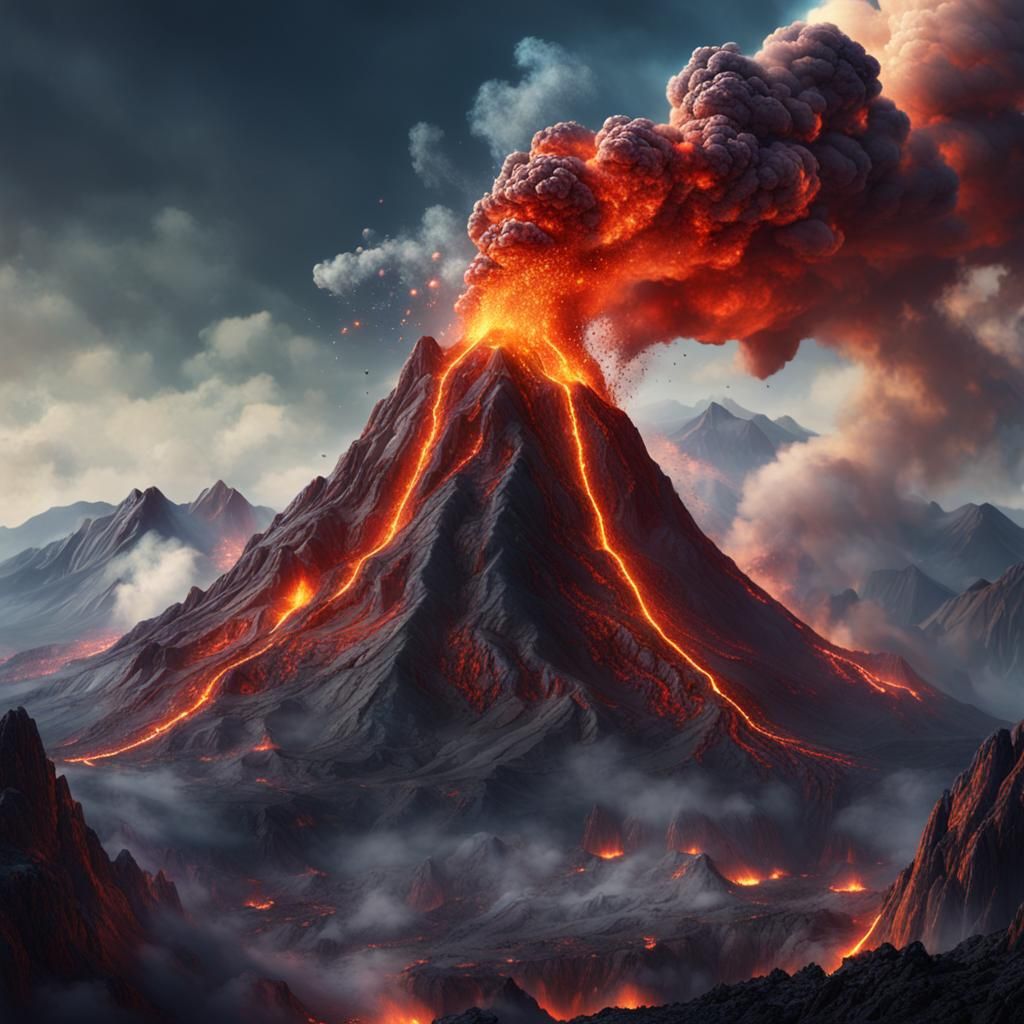 smoking volcano up close - AI Generated Artwork - NightCafe Creator