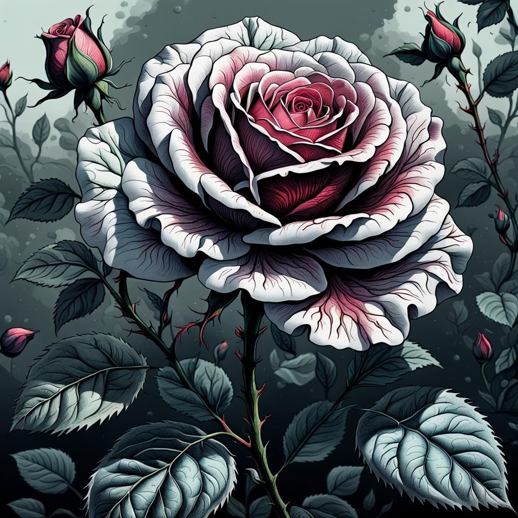 Ink Drawing of Rose - AI Generated Artwork - NightCafe Creator