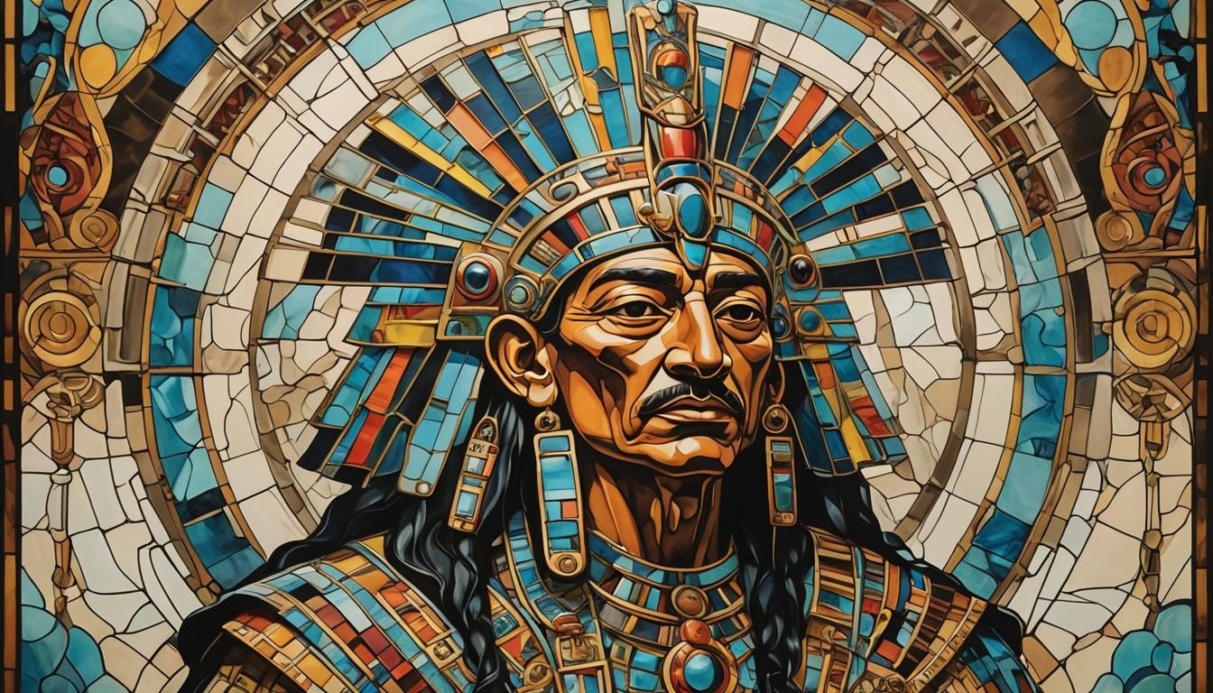 Stained glass Aztec Mayan emperor Egyptian Inca Native American - AI ...