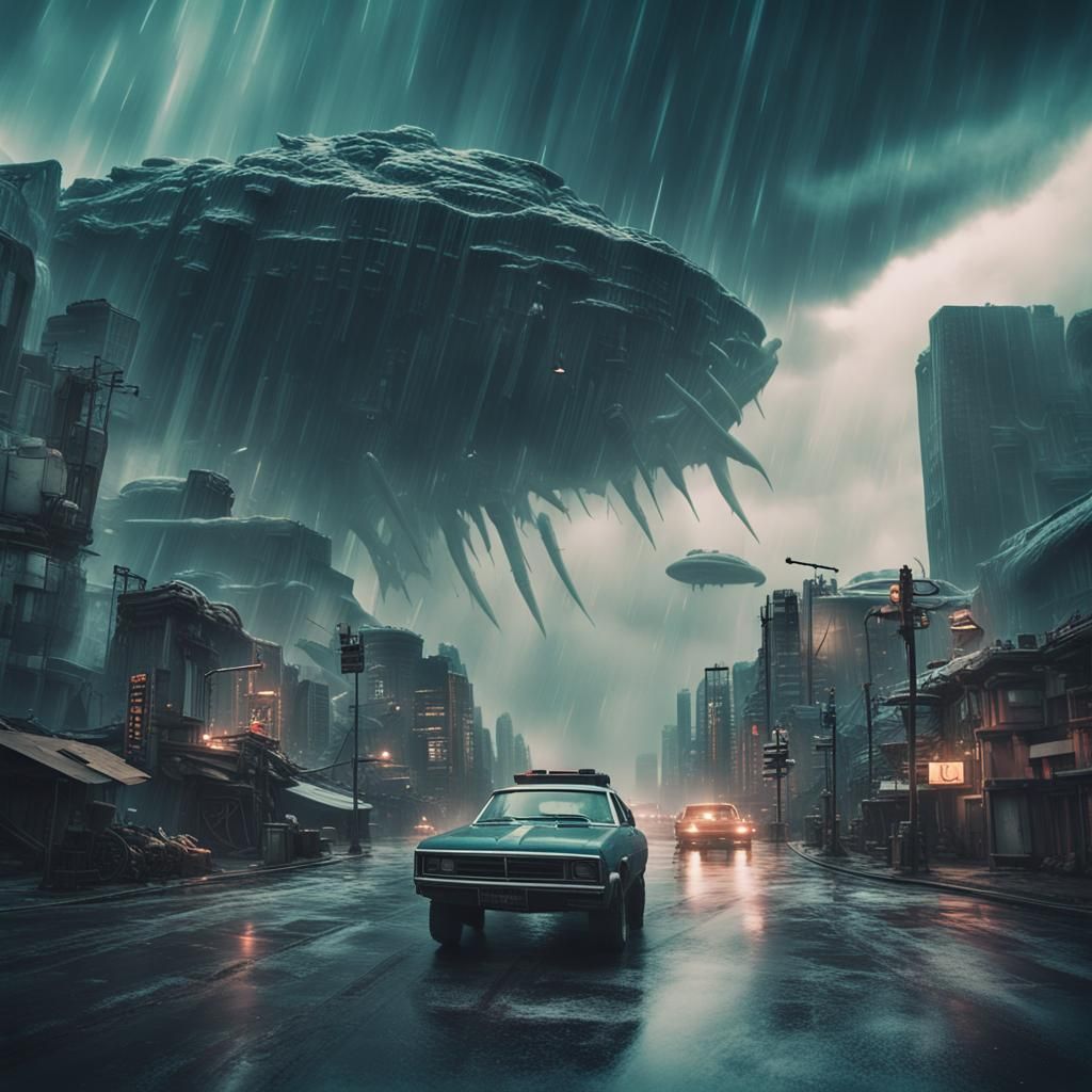 on the galactic world, the weather was terrorizing the futuristic city