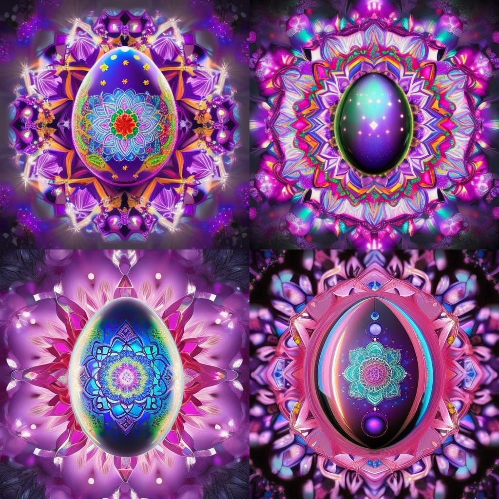 Geometric Easter Eggs Psychedelic - AI Generated Artwork - NightCafe Creator