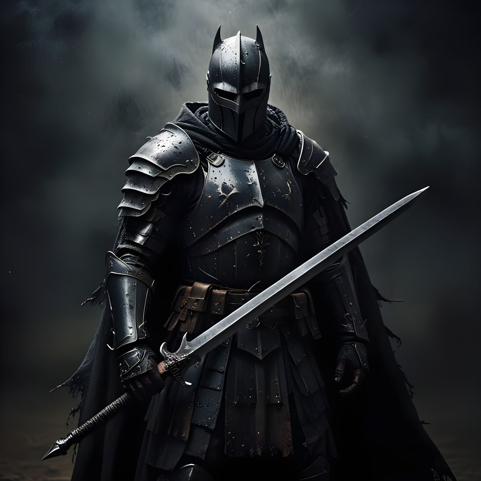 The Dark Knight: Medieval Portrait - Medieval Knight in Dark...