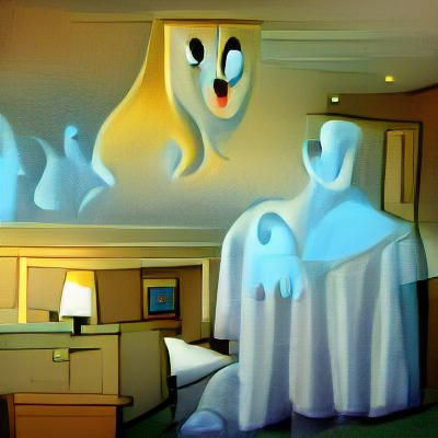 a hotel room full of ghost from a nightmare cartoon - AI Generated ...